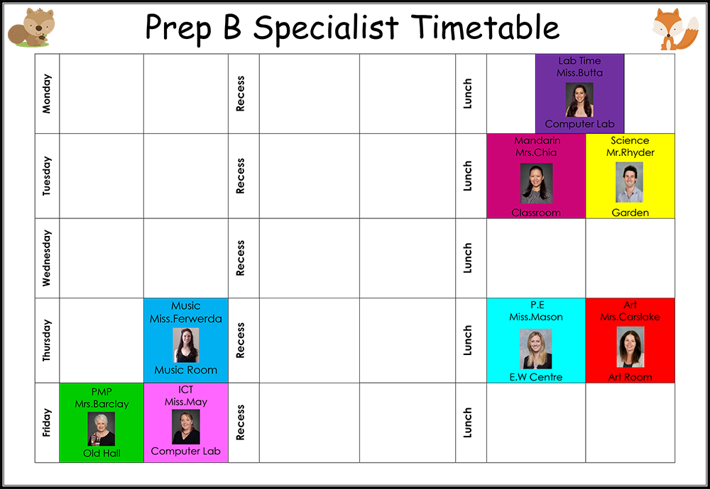 Prep Class Timetables